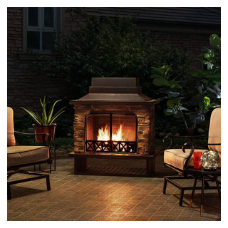 Modern Outdoor Wood Burning Fireplace