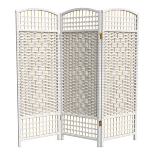 4' Tall Fiber Weave Room Divider, 3 Panels - Tropical - Screens And ...