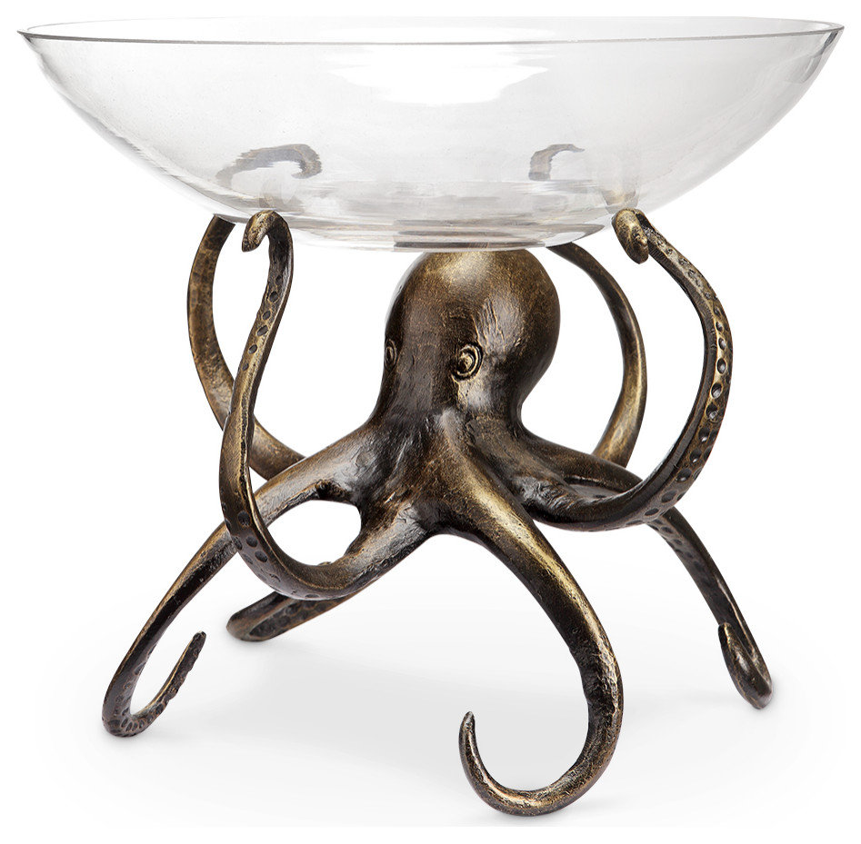 Octopus With Glass Bowl - Beach Style - Decorative Bowls - by SPI | Houzz