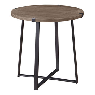 Marcus Round Engineered Wood Side End Table Light Brown - Side Tables ...