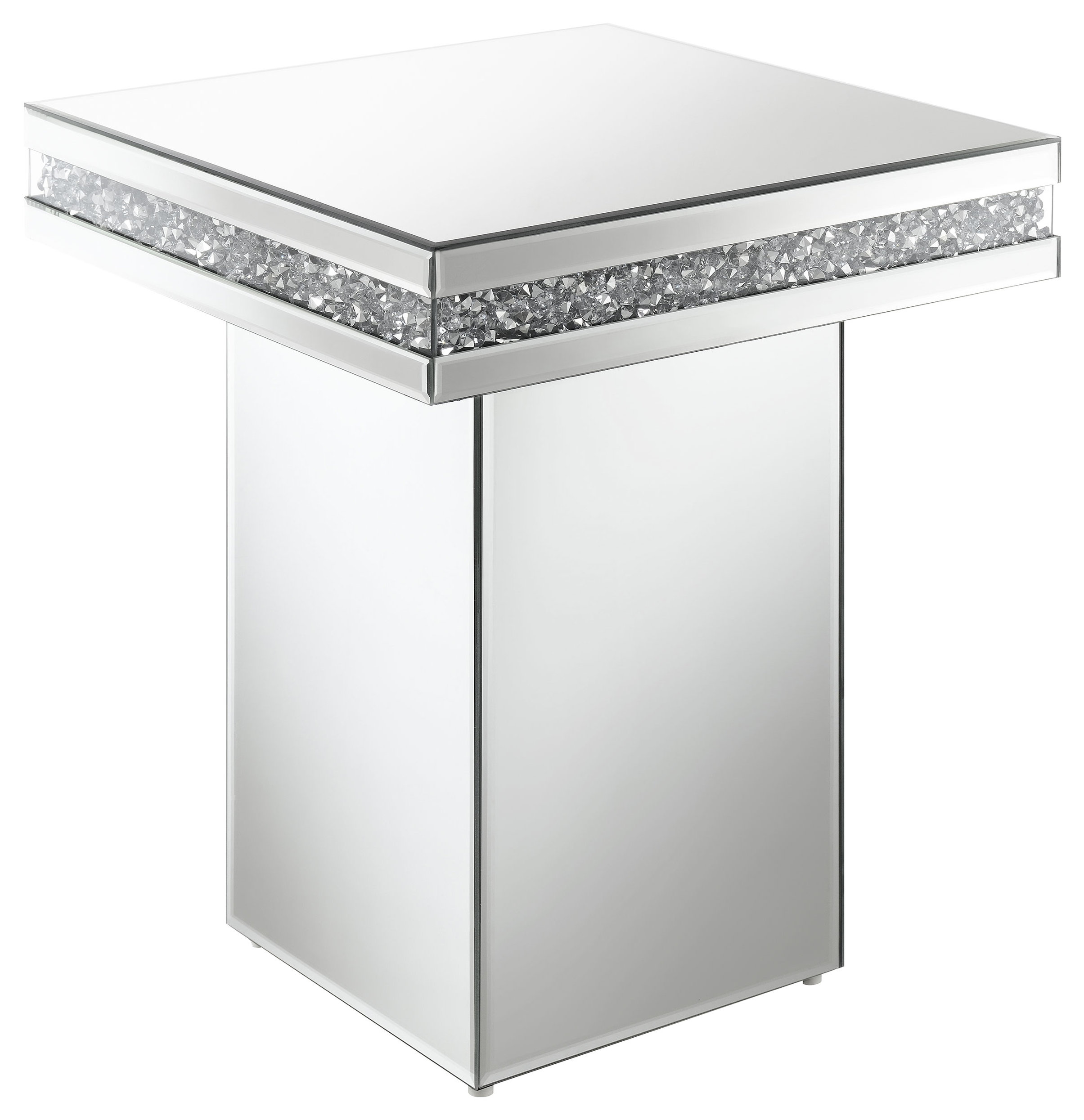 Elora Pedestal Square Top Accent Table Mirror - Contemporary - Side ...