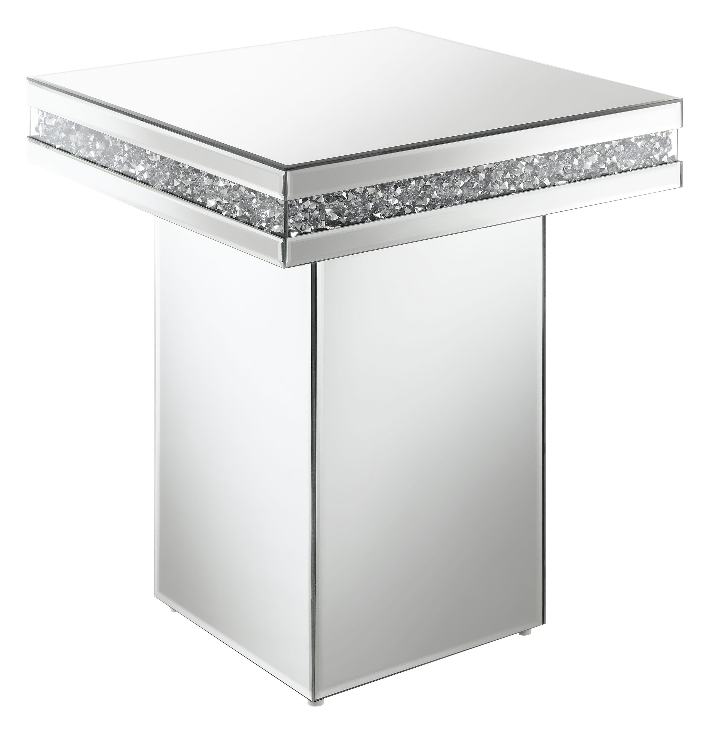 Elora Pedestal Square Top Accent Table Mirror - Contemporary - Side ...