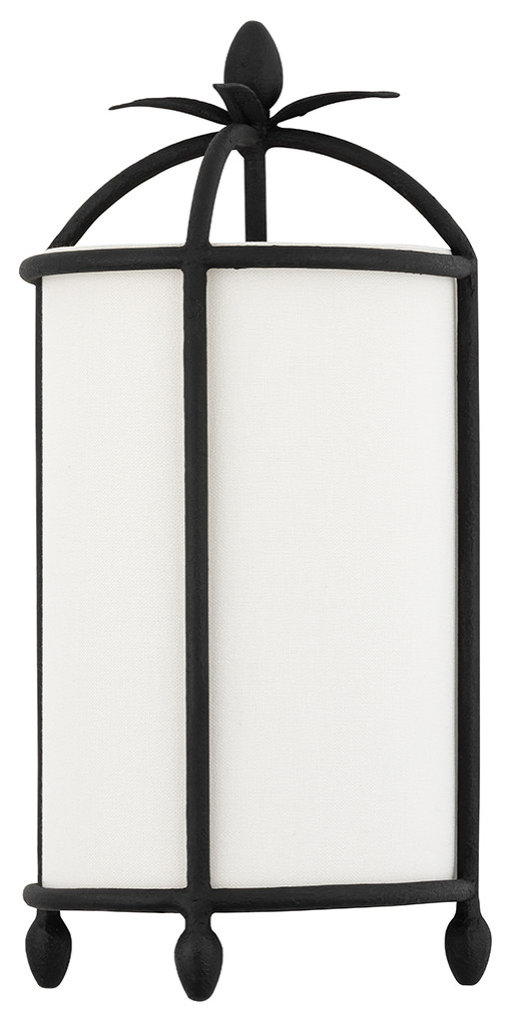 Brooks 2 Light Wall Scone, Black Iron Frame - Transitional - Wall ...