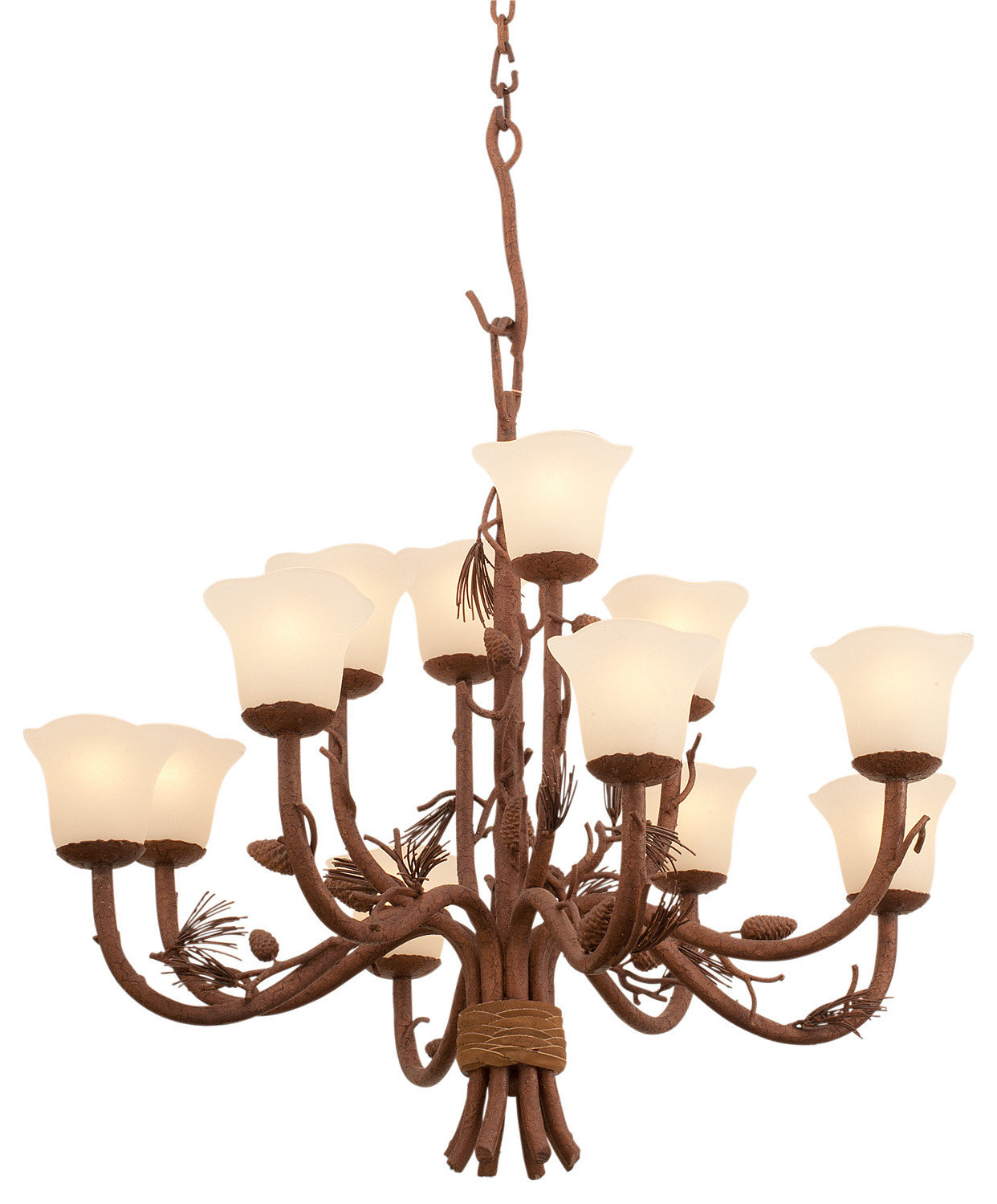 Ponderosa 34.5x34" 12-Light Rustic Lodge Chandelier by Kalco - Rustic ...