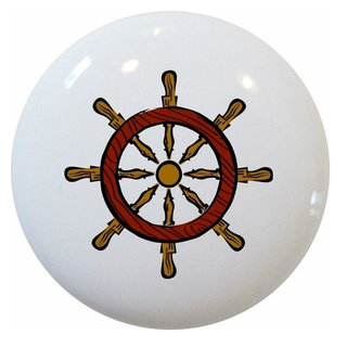 Helm Nautical Ceramic Knob - Beach Style - Cabinet And Drawer Knobs ...
