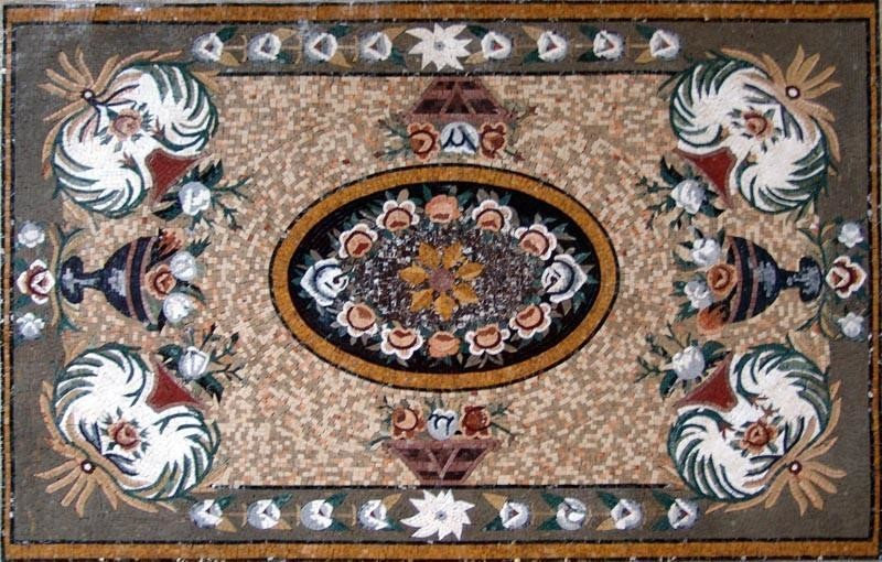 Floral Mosaic Rugs, 82" x 51" - Contemporary - Tile Murals - by Mozaico ...