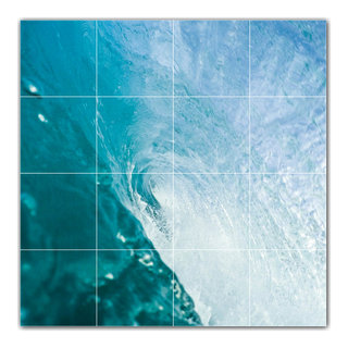 Waves Ceramic Tile Wall Mural HZ501159, 48" Wide x 48" High - Beach ...