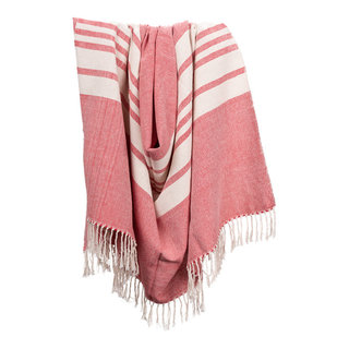 Al Fresco Striped Cotton Throws and Blankets in Indian Red, 4 sizes ...