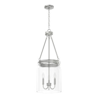 Brushed Nickel Three Light Pendant from the Devon Park Collection, 12. ...