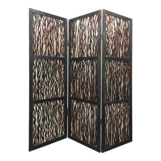 HomeRoots 1" x 72" x 72" Cherry, Branch Wood Screen - Rustic - Screens ...