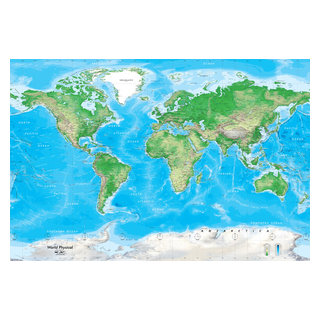 World Physical Map Mural, Peel and Stick, 8-Panel, 142"x96", 142"x96 ...