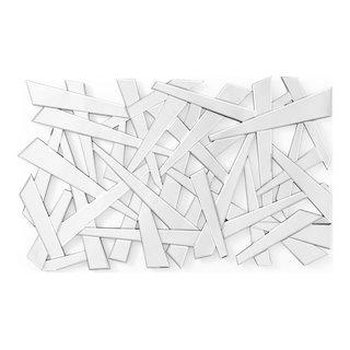 51" Soltar Mirror Overlaying Shape Design Black Wood Backing Hanging ...