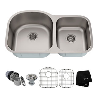 Premier 32" Undermount Stainless Steel 2-Bowl 16 gauge Kitchen Sink 60/ ...