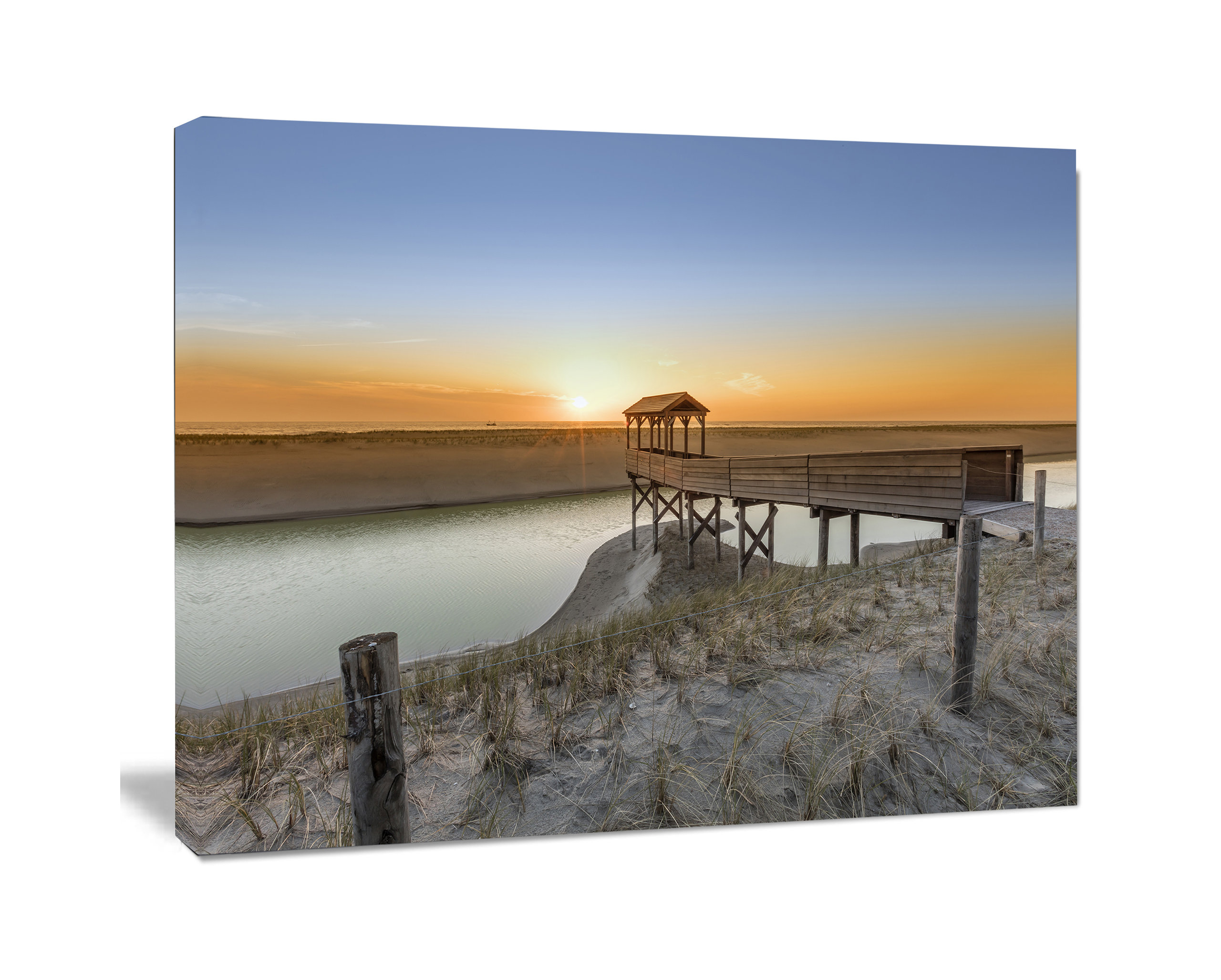 Watchtower at North Sea Dunes, Landscape Canvas Art Print, 20"x12 ...