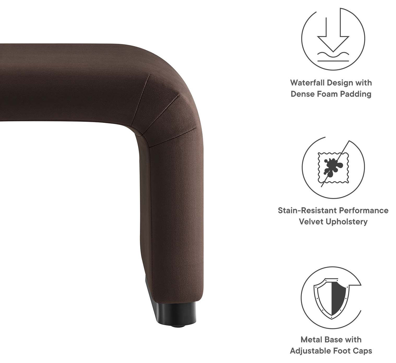 Koda Performance Velvet Waterfall Stool - Black Chocolate Brown ...