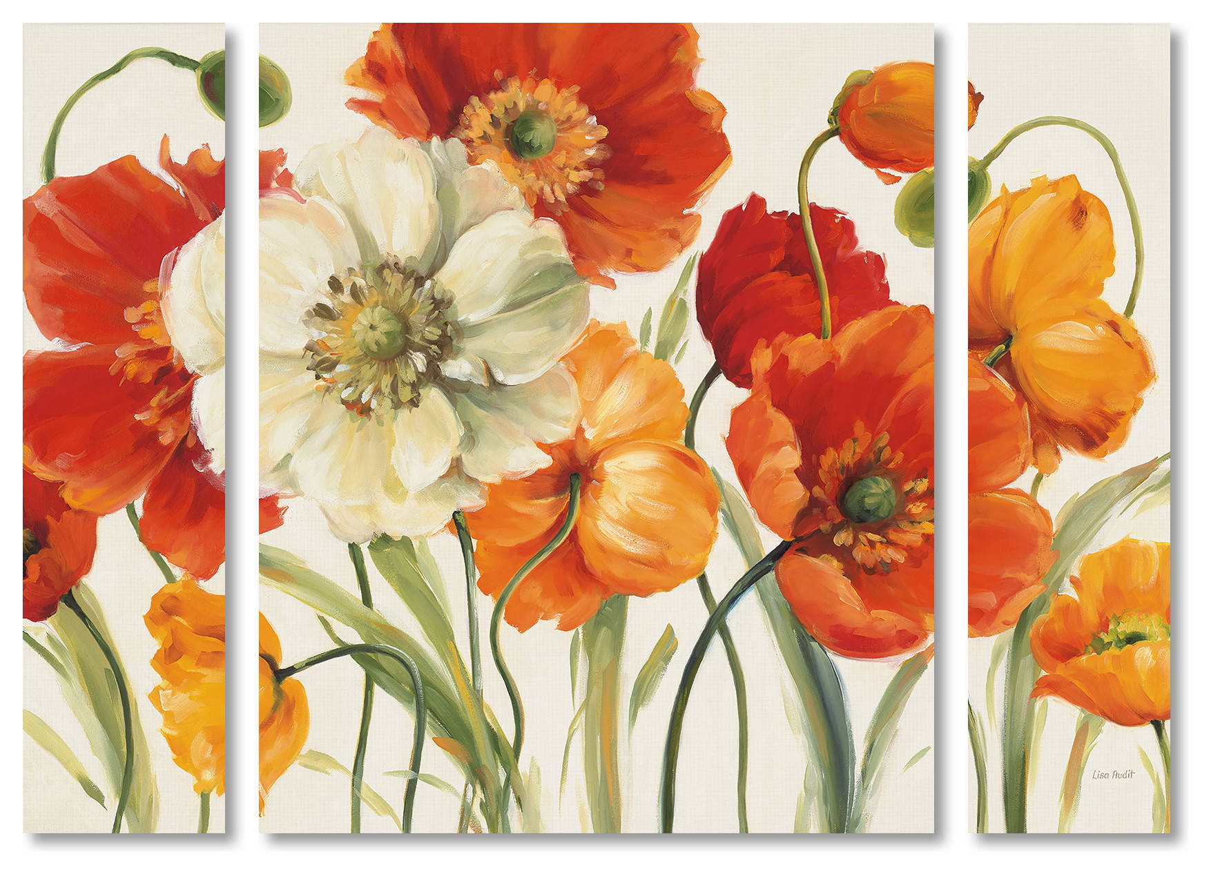 Lisa Audit 'Poppies Melody I' Multi Panel Art Set, 32"x24 ...