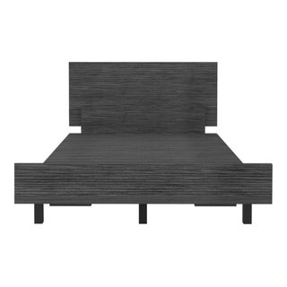 TUHOME Kaia Twin Bed Base Engineered Wood Beds in Gray - Transitional ...