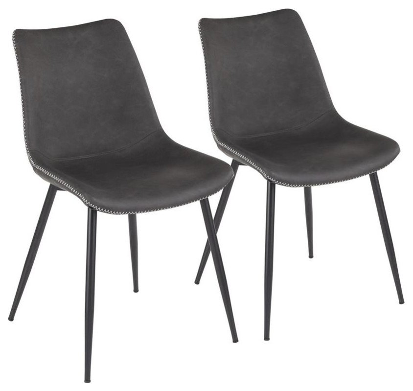 Durango Dining Chair, Black With Vintage Gray Faux Leather, Set of 2 ...