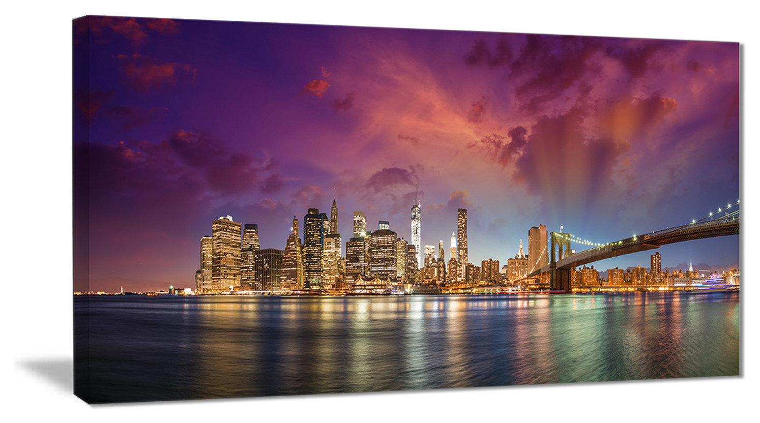 "New York City Manhattan Skyline Red" Photograph Print, 60"x28 ...