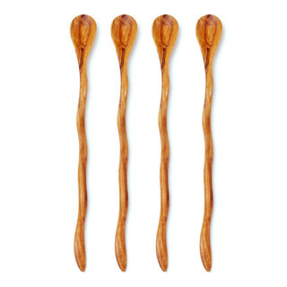 Wild Olive Wood Wavy Cocktail Spoons, Set of 4 - Transitional - Spoons ...