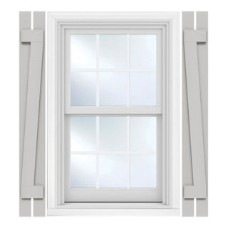 Rustic 2 Board Spaced Board & Batten Faux Wood Shutters, Z-Board, 11 1/ ...