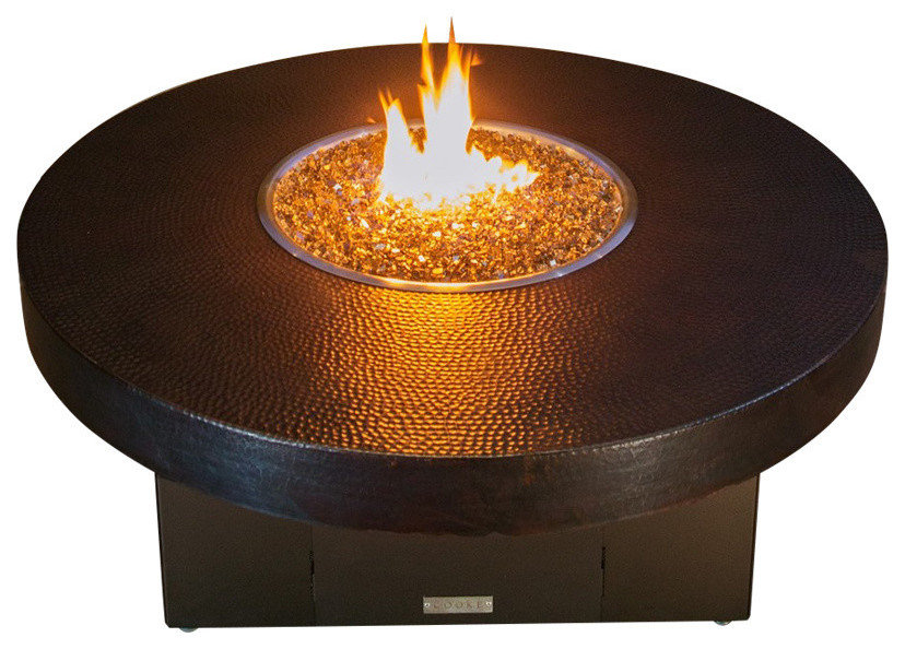 Hammered Copper Round Fire Pit Table, 48x17, Propane/ Natural Gas ...