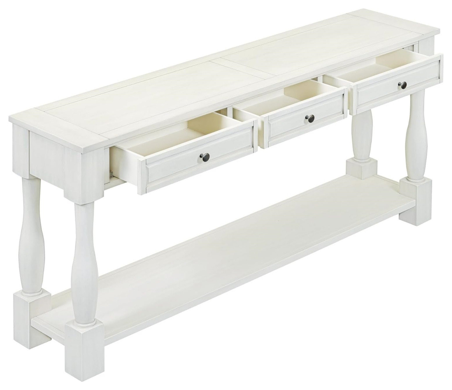 Mediterranean Console Table, Carved Legs With Shelf & 3 Drawers ...