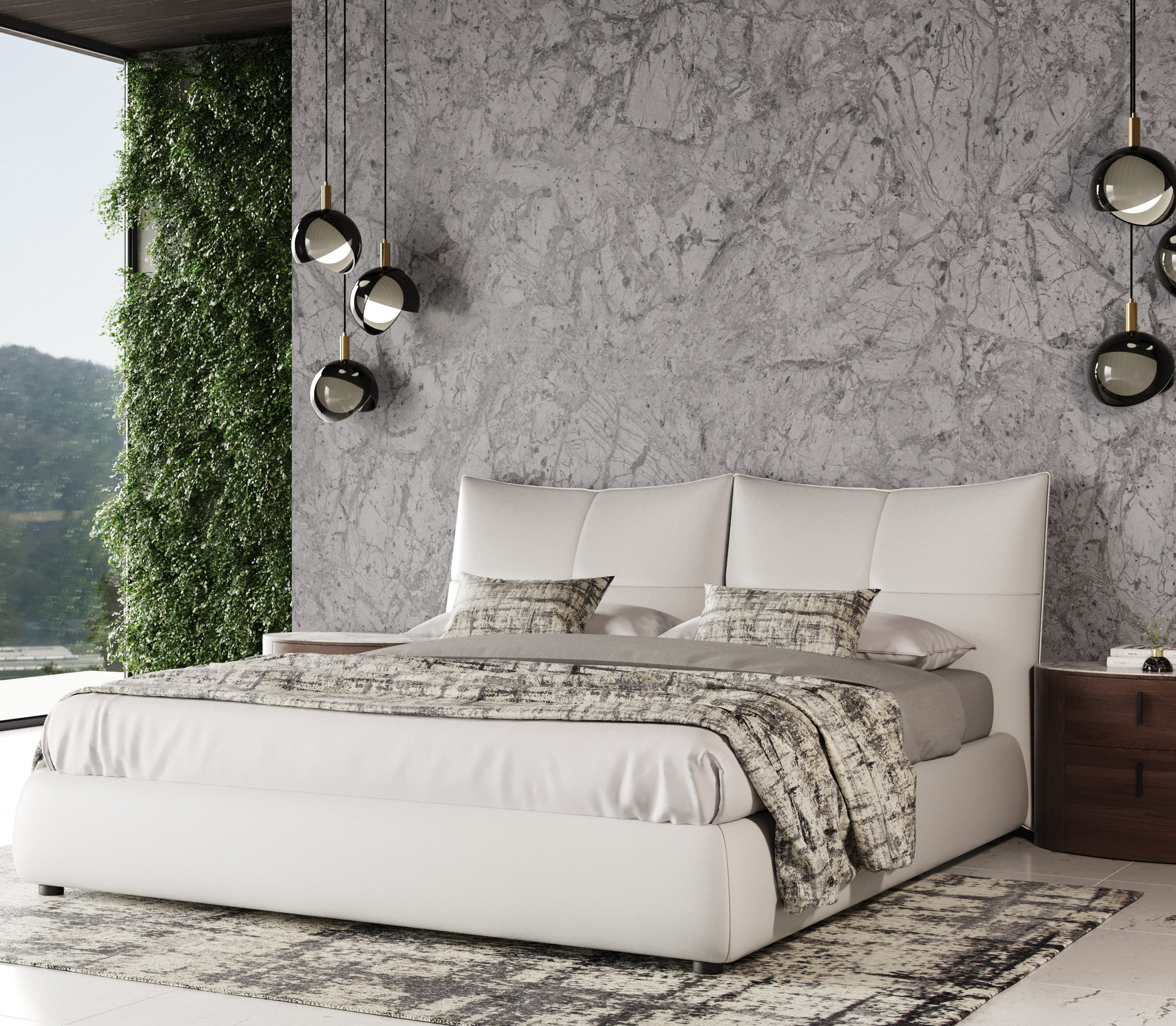 Modrest Patrick Modern White Leather Bed, Eastern King - Transitional ...