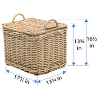 Rattan Core Rectangular Storage Basket with Lid, Natural, Small ...