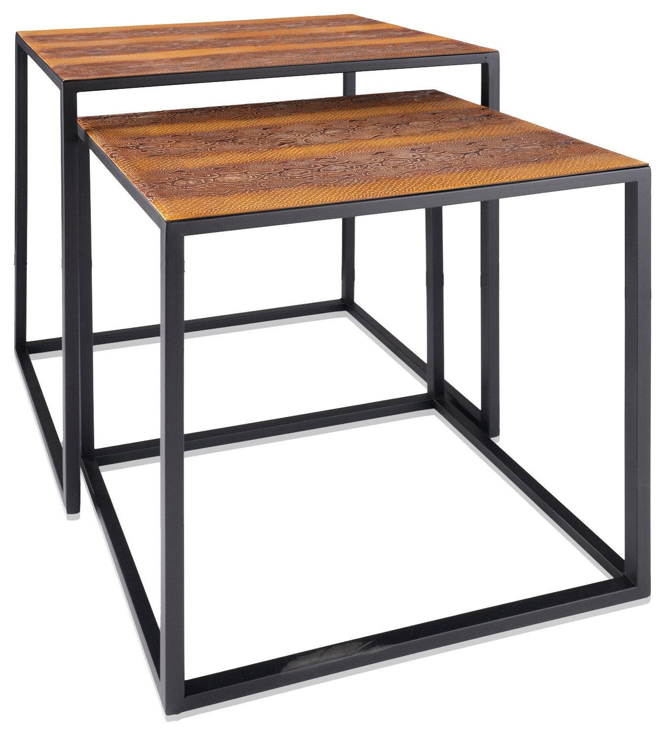 Cascabel Faux Rattlesnake Skin End Tables - Set of 2 - Industrial ...