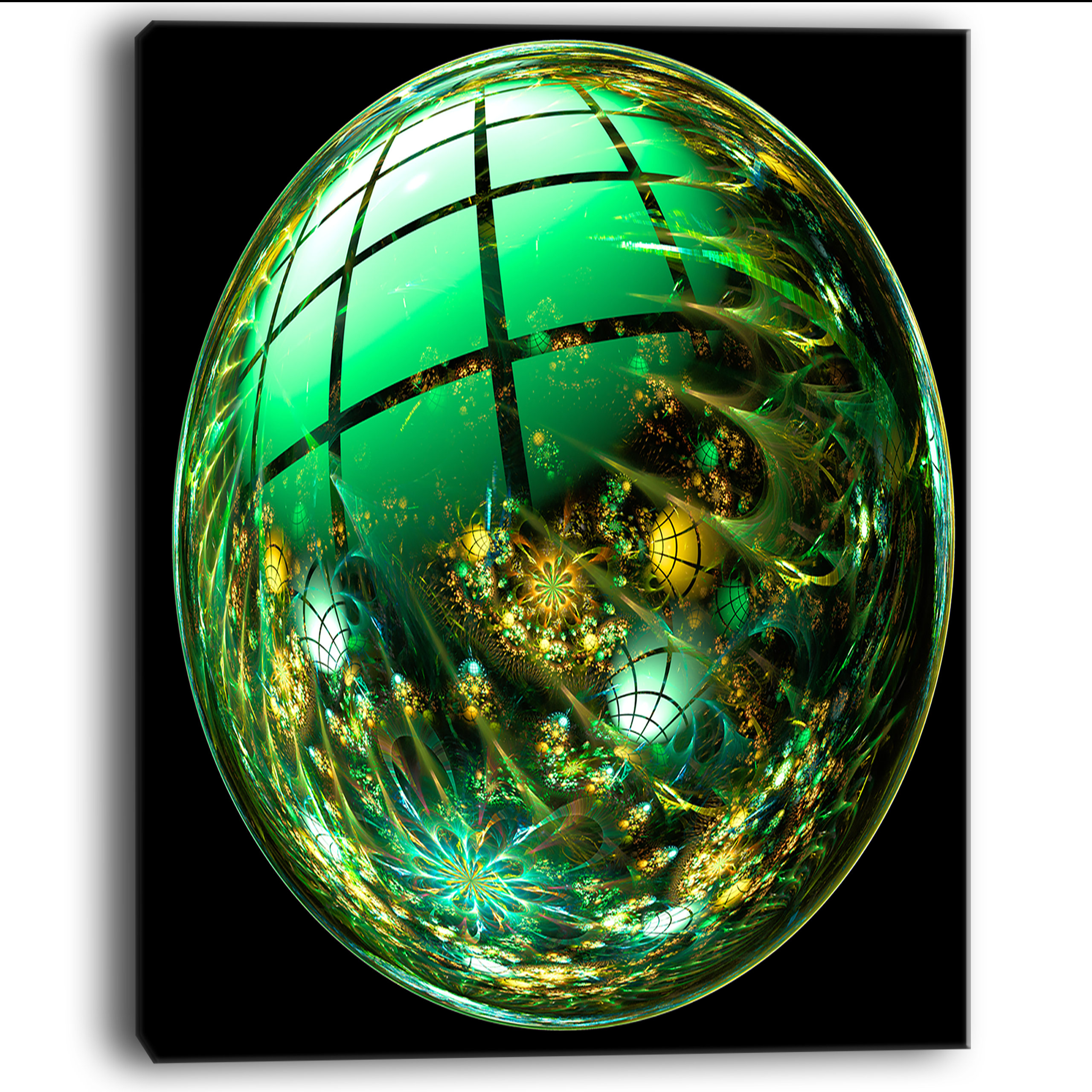"Bright Green Fractal Sphere" Abstract Large Abstract Wall Art, 30"x40 ...