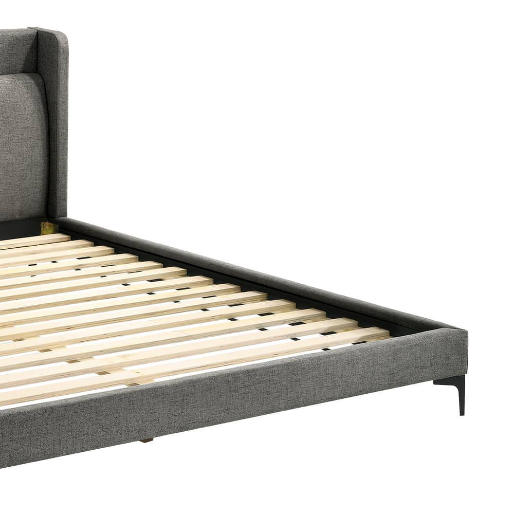 Legend Gray Fabric Eastern King Platform Bed with Black Metal Legs ...
