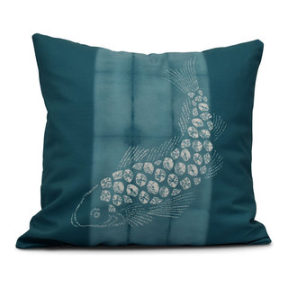 Fish Pool, Animal Print Pillow, 20"x20" - Beach Style - Decorative ...
