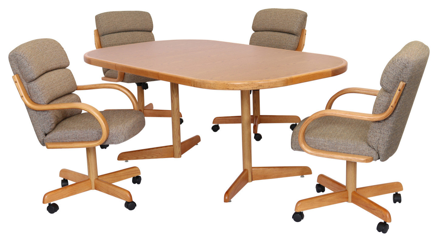 5-Piece 42x[54/72] Caster Dining Set Laminate Table Top & Pewter Caster ...