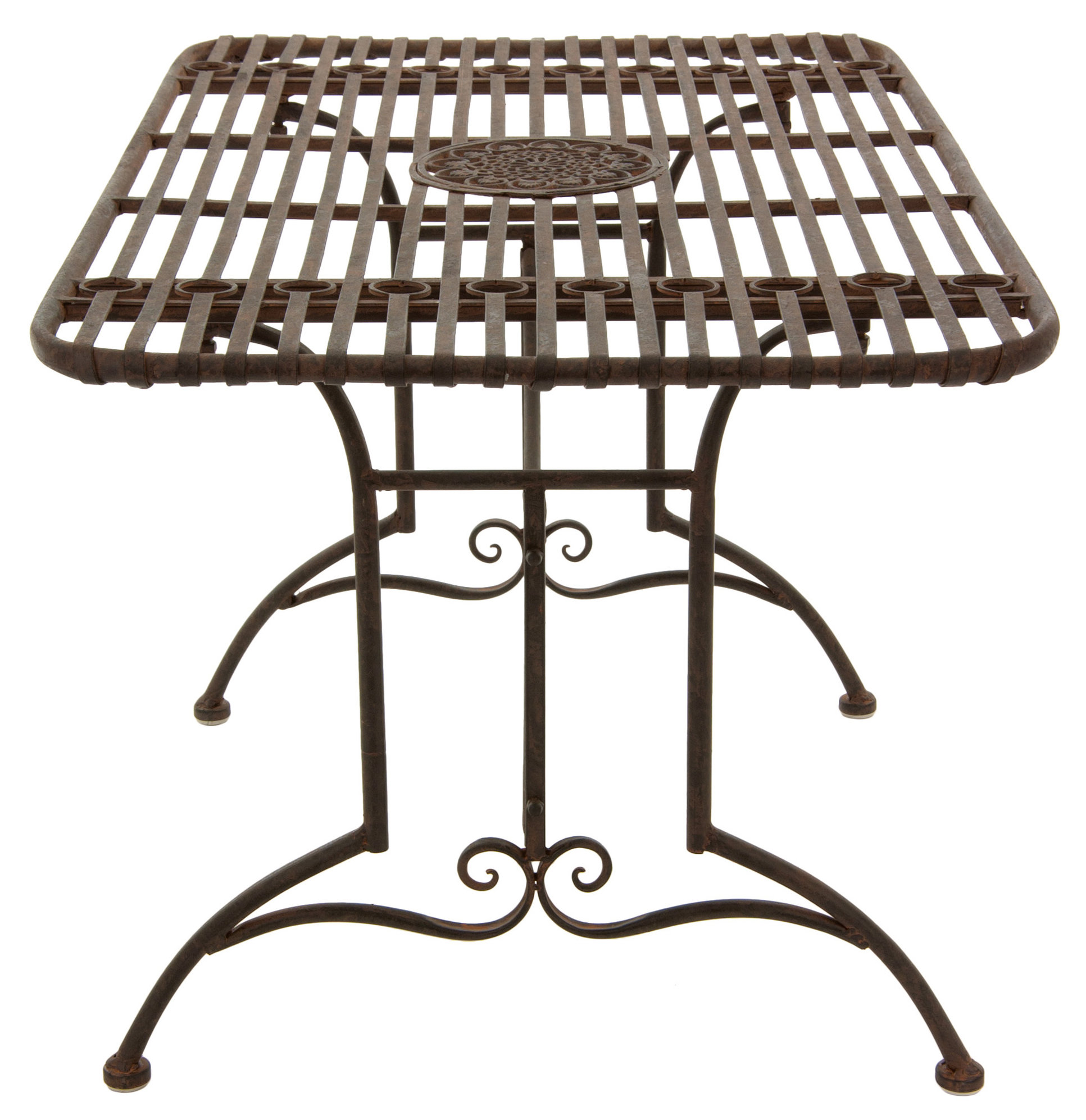 Rustic Rectangular Garden Table, Rust Patina - Mediterranean - Outdoor ...