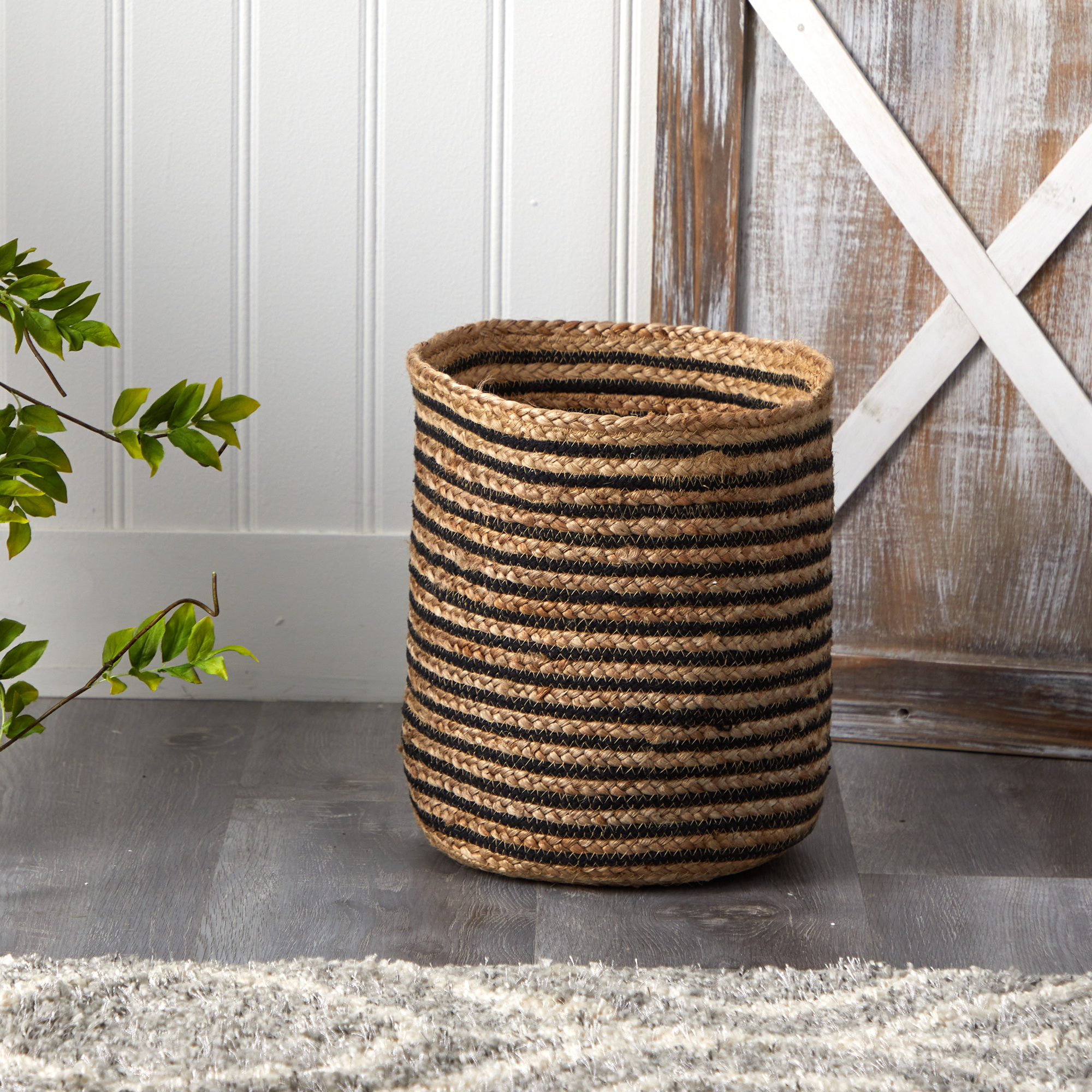 13.5" Handmade Natural Jute Basket Planter - Beach Style - Indoor Pots ...