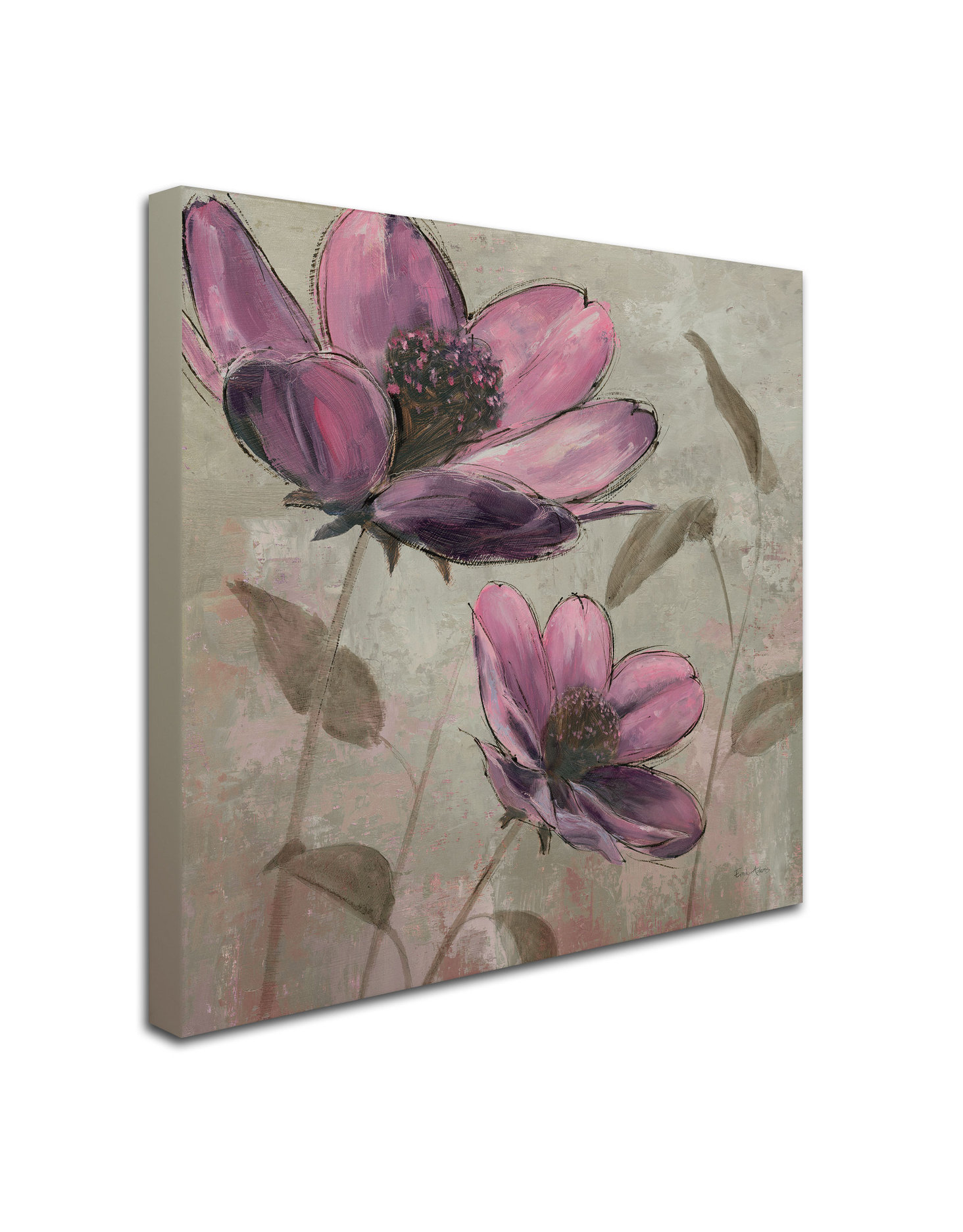 'Plum Floral II' Canvas Art by Emily Adams, 18" x 18" - Traditional ...