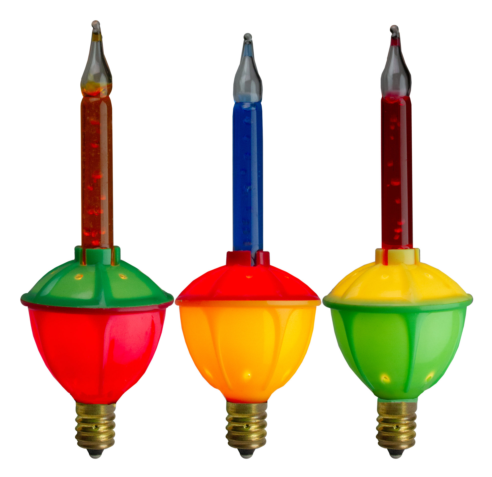 Pack of 3 Multi-Color C7 Retro Bubble Light Replacement Christmas Bulbs ...