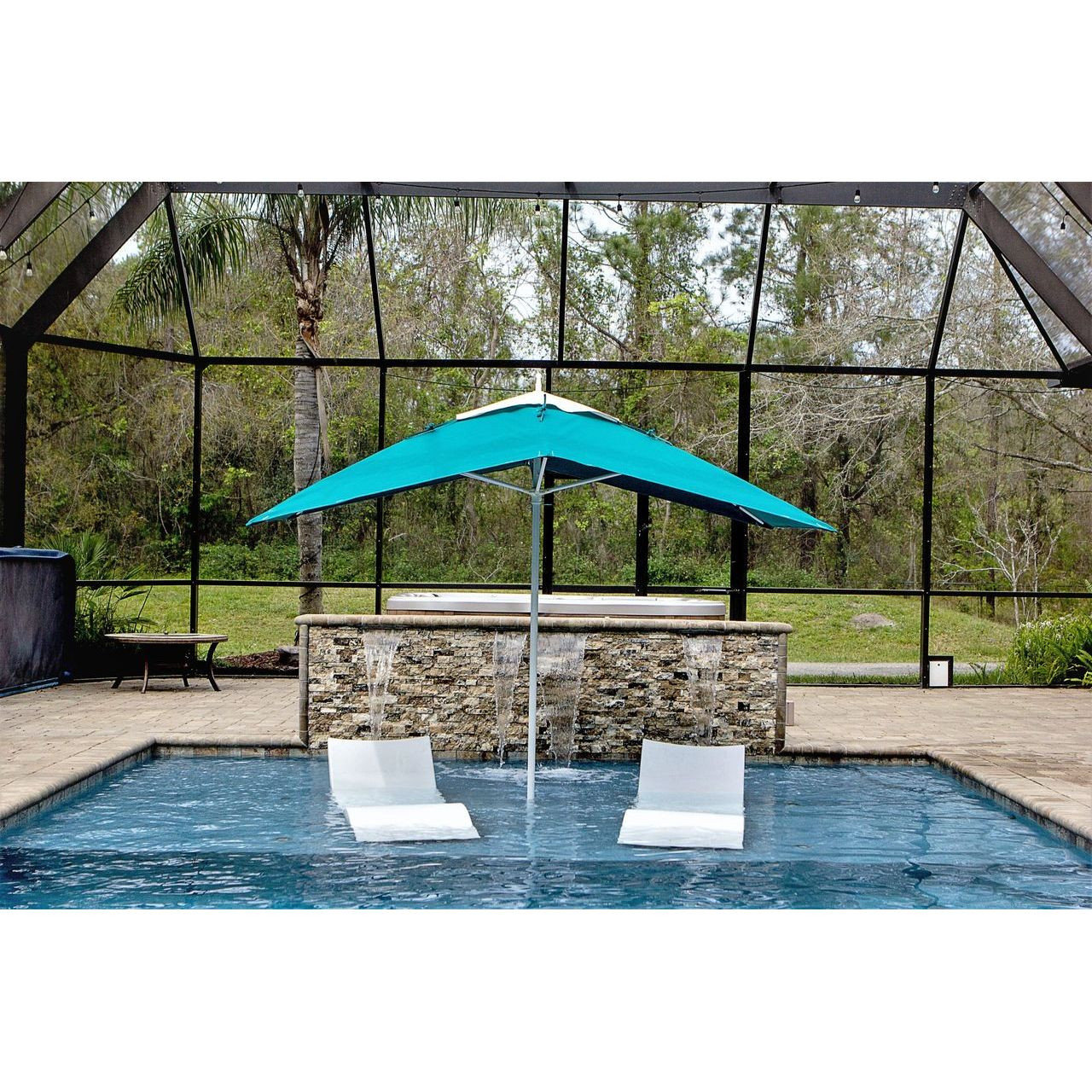 Mandarin 6 Rib .750 10x5' Rectangle Market Umbrella, Royal Navy ...