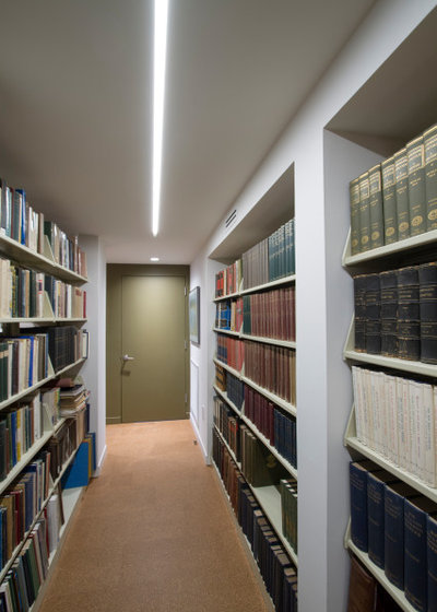 Basement Transformed Into a Serious Library and Living Space