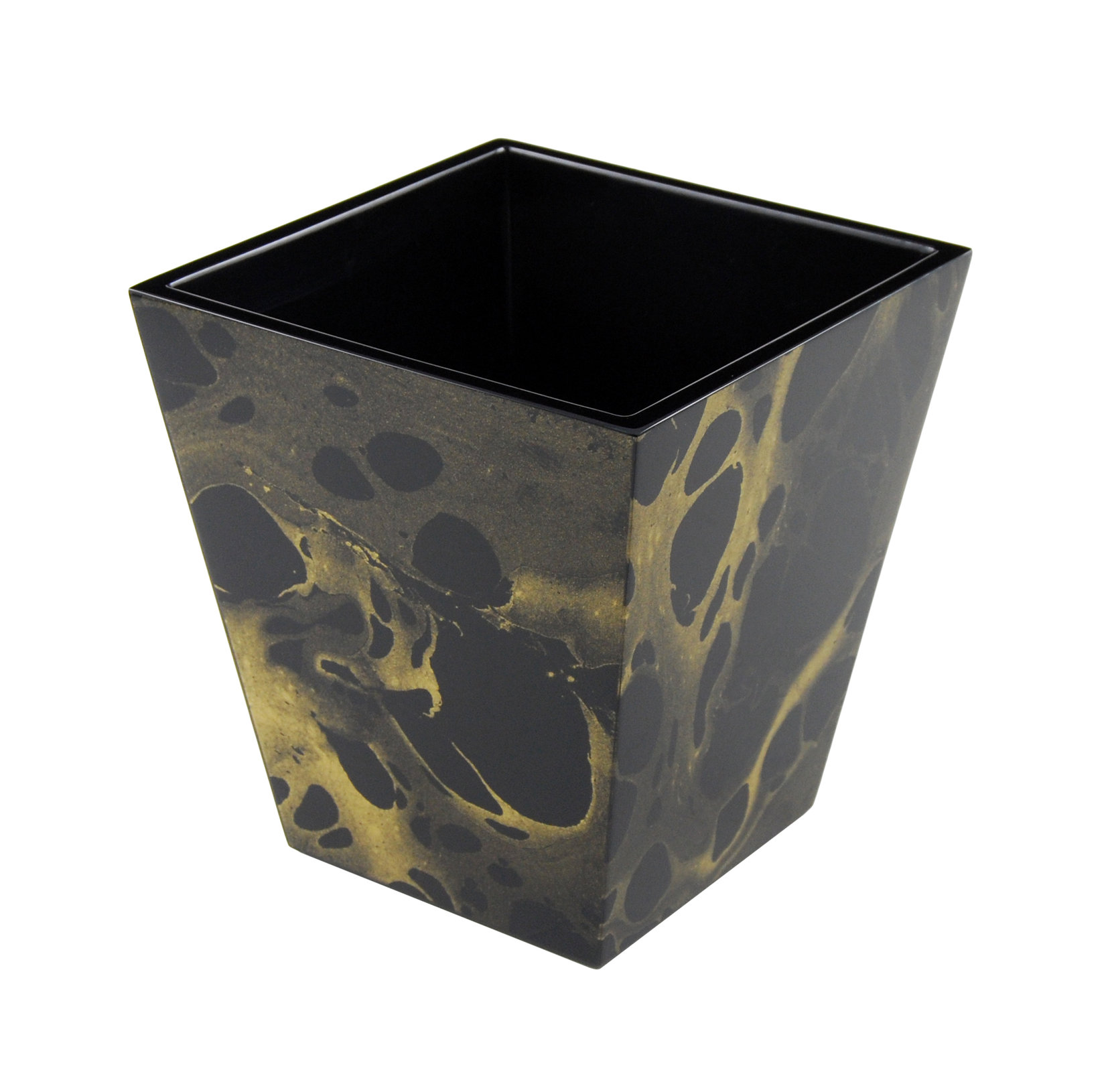 Black Gold Marble Lacquer Waste Basket - Contemporary - Wastebaskets ...