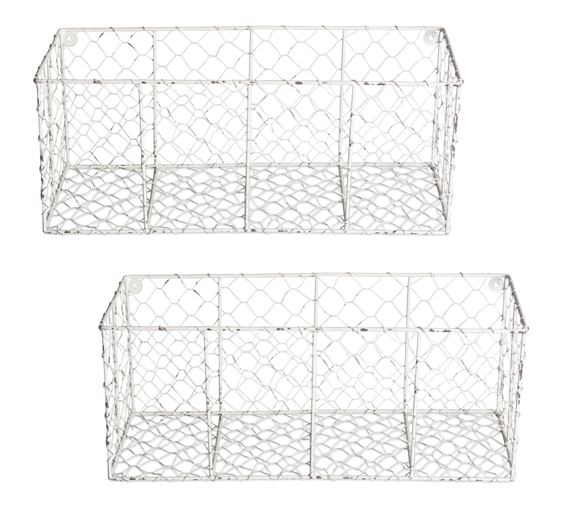 DII Wall Mount Chicken Wire Basket(Set of 2) Med Antique White ...
