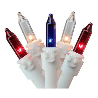 150-Count Red and Blue Chasing Mini Christmas Light Set 34' White Wire ...