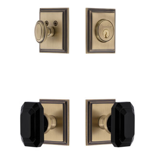 Grandeur Carre Square Rosette Entry Set with Baguette Black Crystal ...