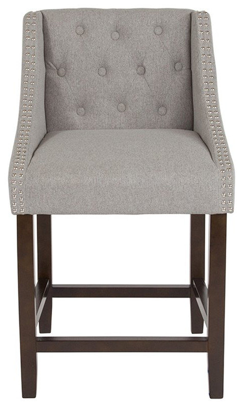 Flash Furniture Carmel 24" Tufted Counter Stool in Light Gray and ...