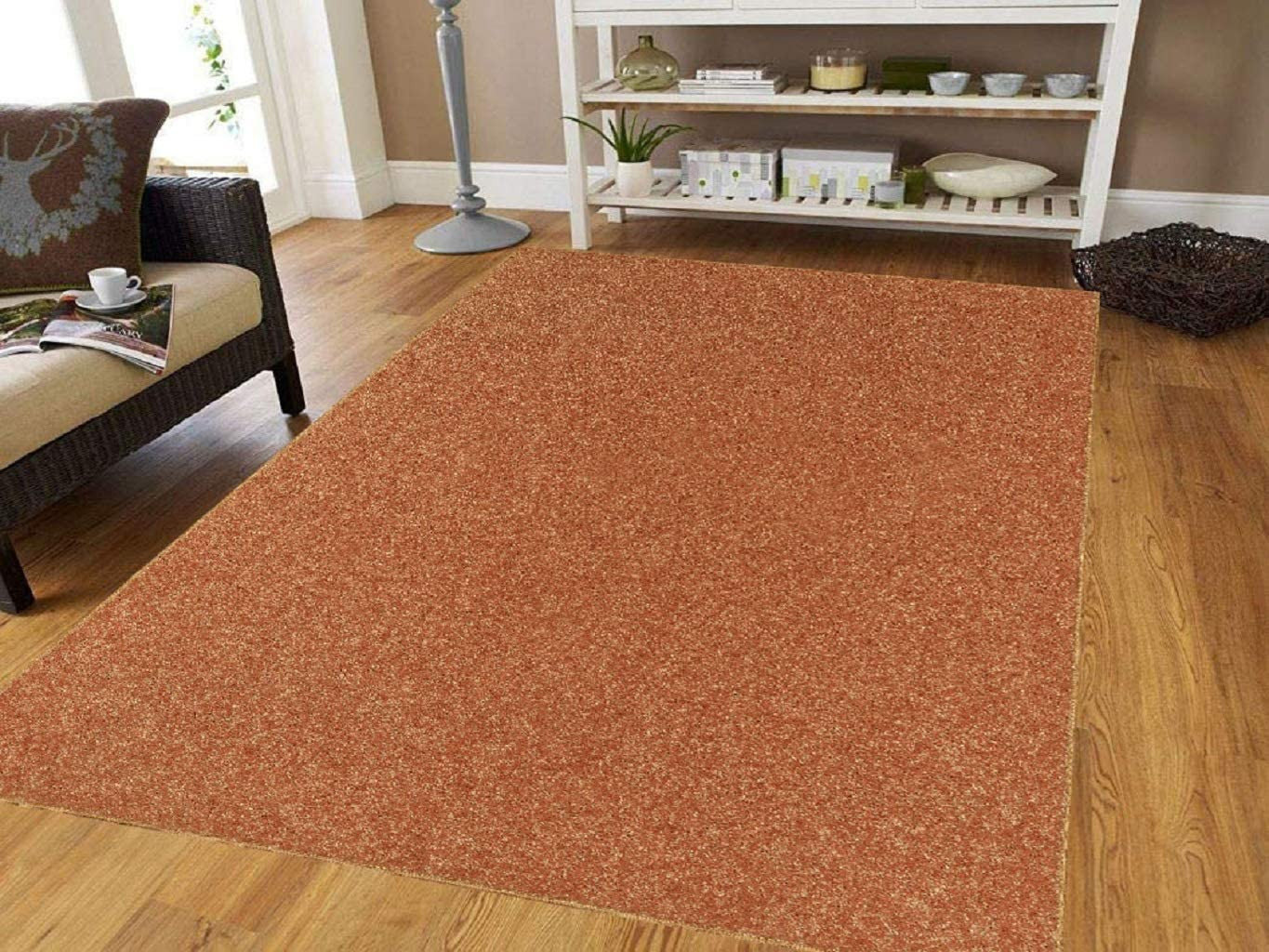 Color World Collection Way Solid Color Area Rugs, Rust, 5' x 8 ...