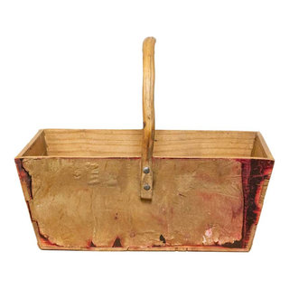 Antique Stripped Wood English Basket - Asian - Baskets - by De-cor | Houzz