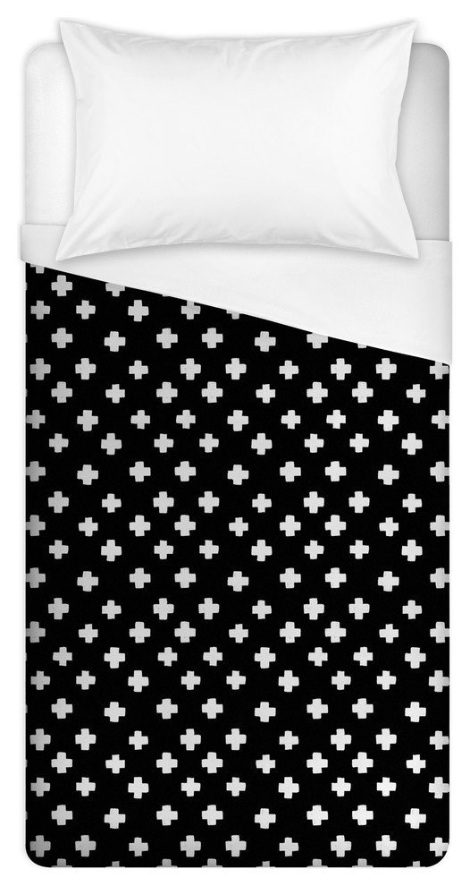 Black Swiss Cross Duvet Cover, Twin - Contemporary - Duvet Covers And ...