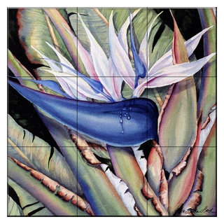 Tile Mural, Giant Bird Of Paradise by Linda Lord, 12.75" x 12.75" (9 ...
