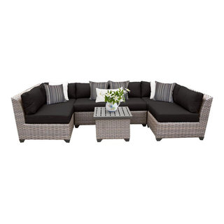 Florence 7 Piece Outdoor Wicker Patio Furniture Set 07c in Black ...
